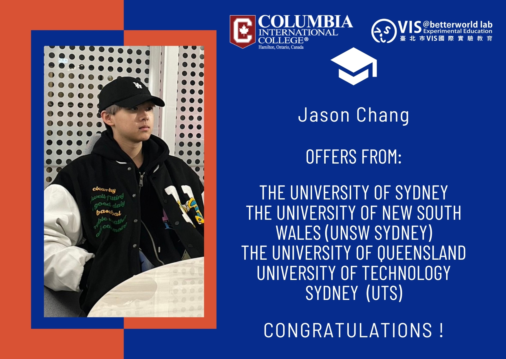Congratulations to Jason Chang ! - VIS國際實驗教育