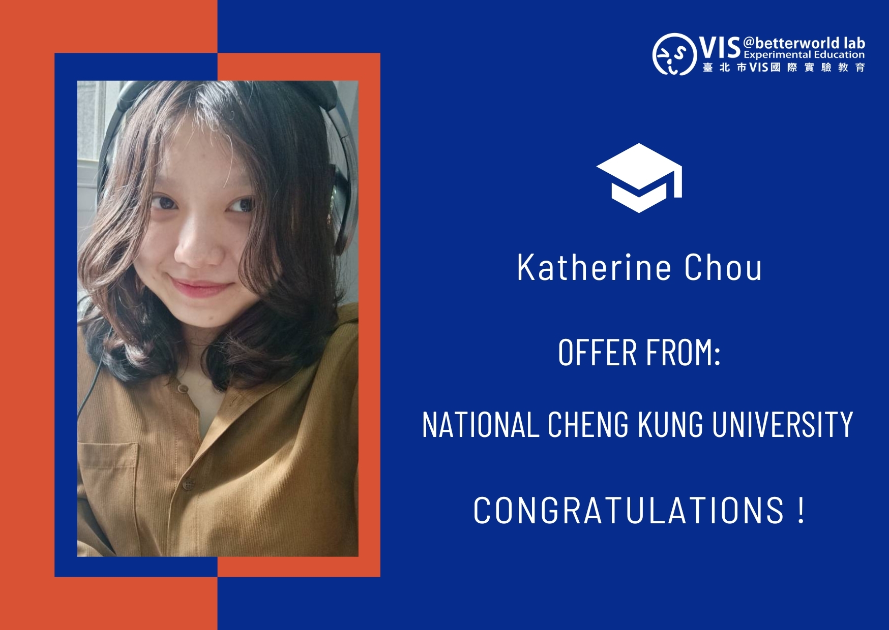 Congratulations to Katherine Chou ! - VIS國際實驗教育