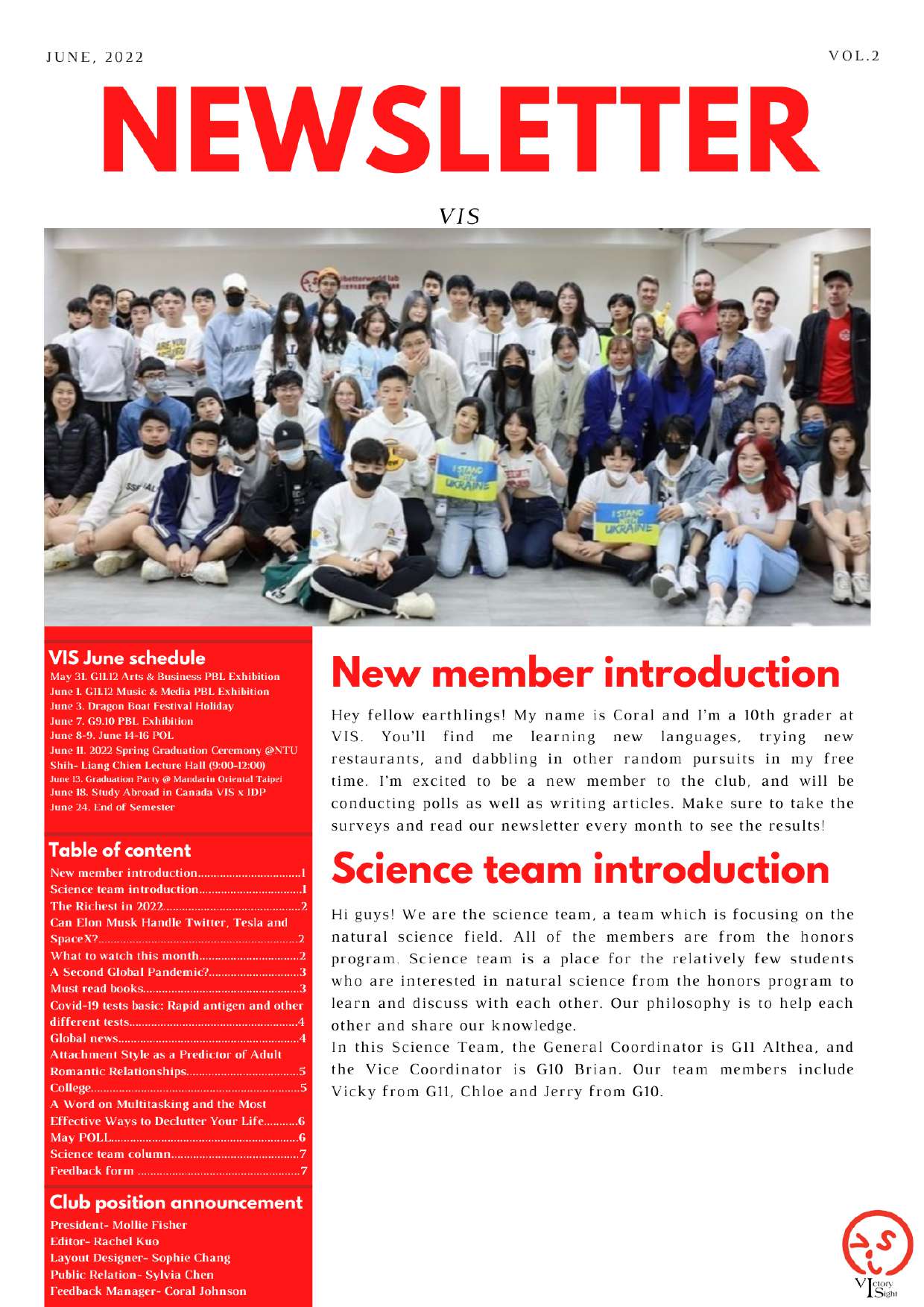 Victory I Sight Newsletter Club - VIS國際實驗教育